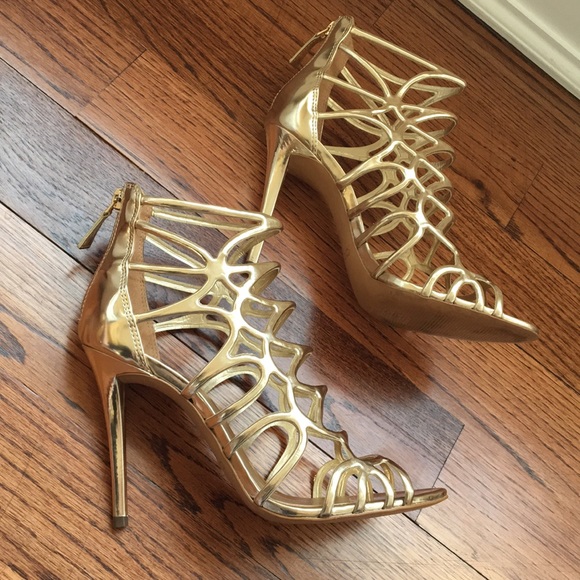 Aldo | Shoes | Aldo Eryde82 Gold Strappy Prom Wedding Heels | Poshmark